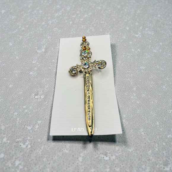 Jewelry | Gold And Silver Jeweled Sword Brooch | Poshmark